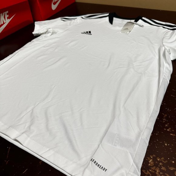 adidas | Shirts | Adidas Mens White Tiro 2 Gm759 Short Sleeve V Neck ...